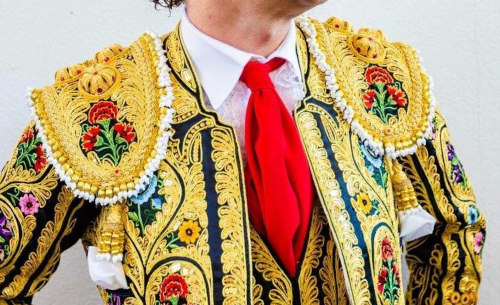 Men's Blue Matador 3pc Suit Golden Embroidered Sequin Embellished ...