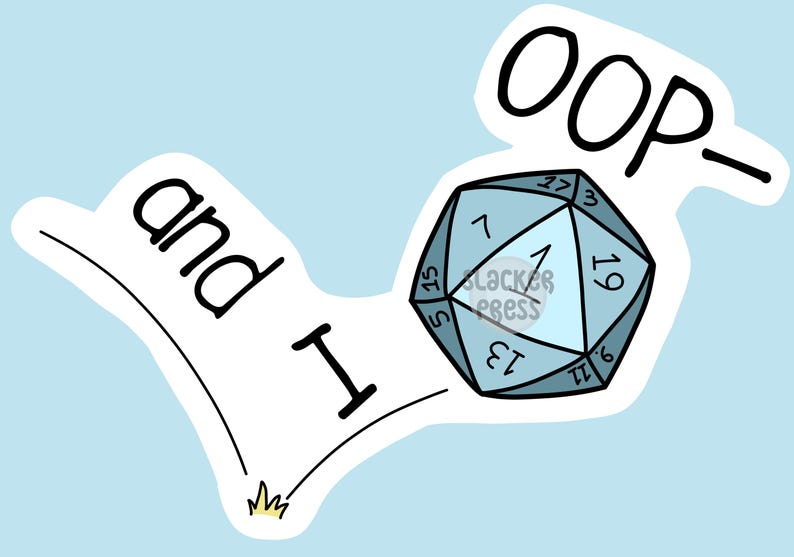 Natural 1 D20 Sticker Nat 1 Sticker D&D Sticker TTRPG Sticker and I Oop ...