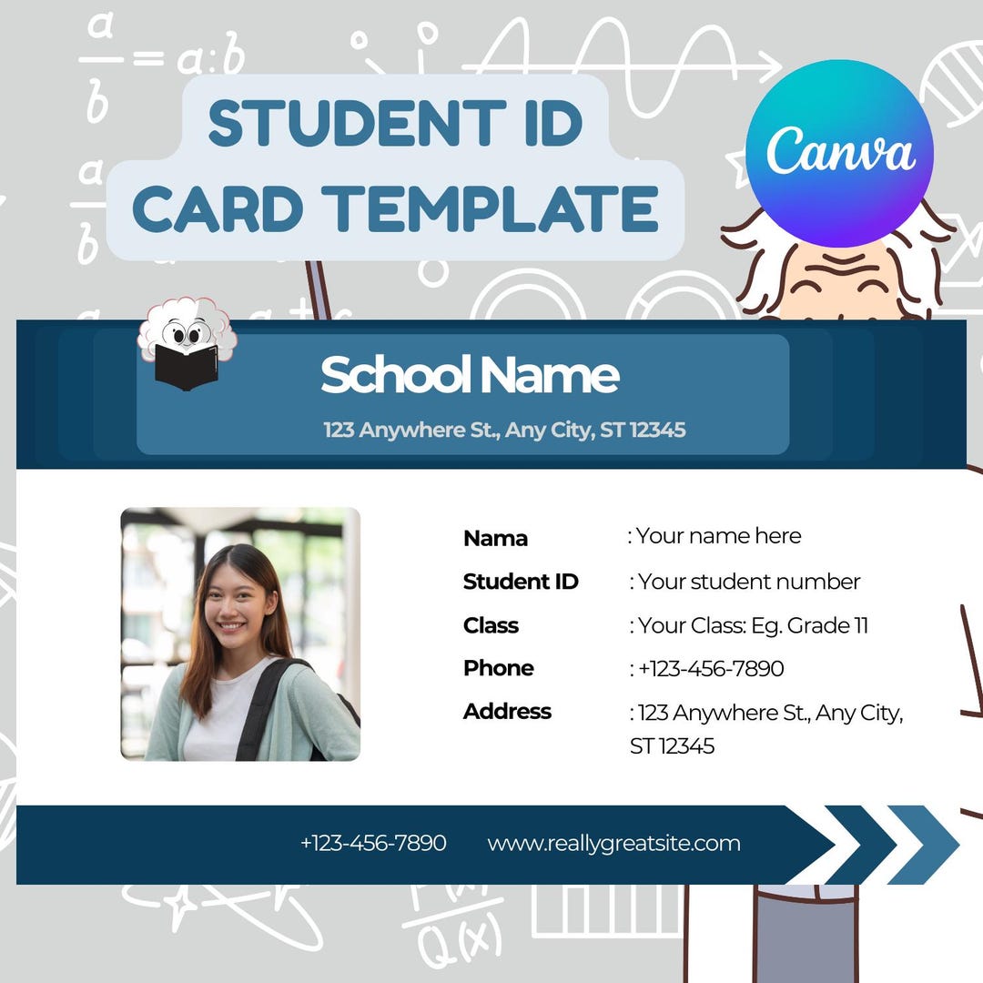 Student ID Card Template - Editable on Canva - Etsy