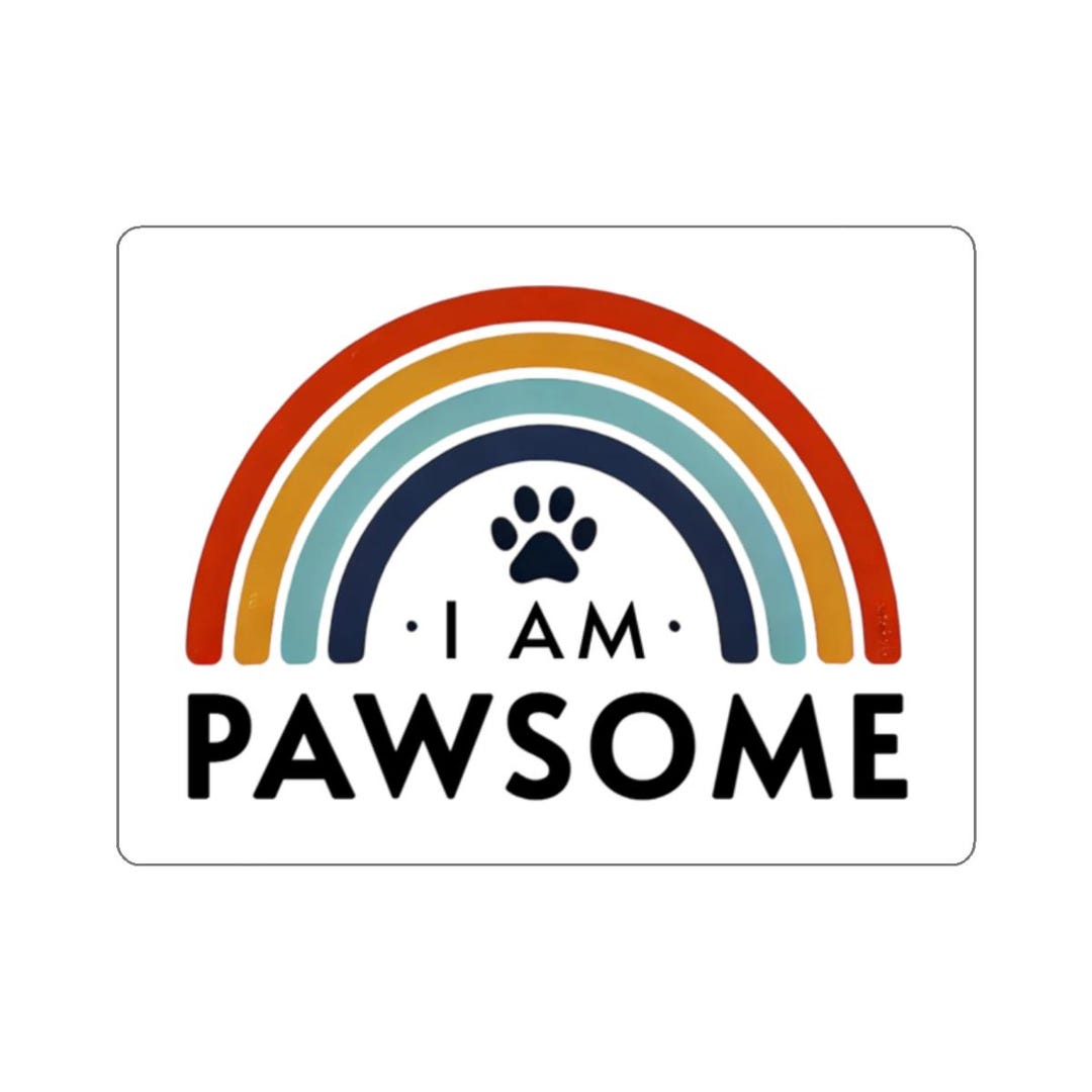 Rainbow Paw Print 'I Am Pawsome' Sticker for Proud Pet Parents - Etsy