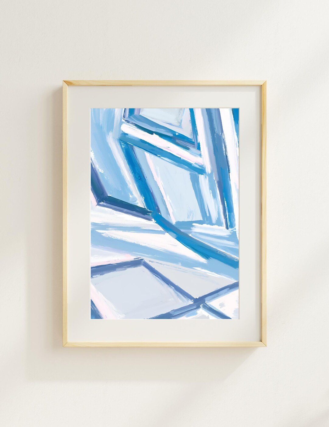 Blue Pattern Tile, Abstract Blue Painting, Blue Geometric Art, Light ...