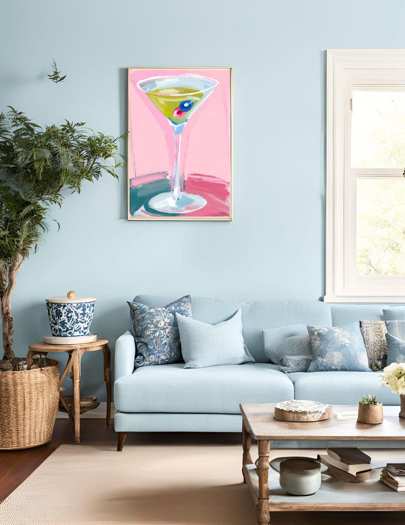 Martini Poster, Watercolor Print, Martini Wall Art, Martini Print Bar ...