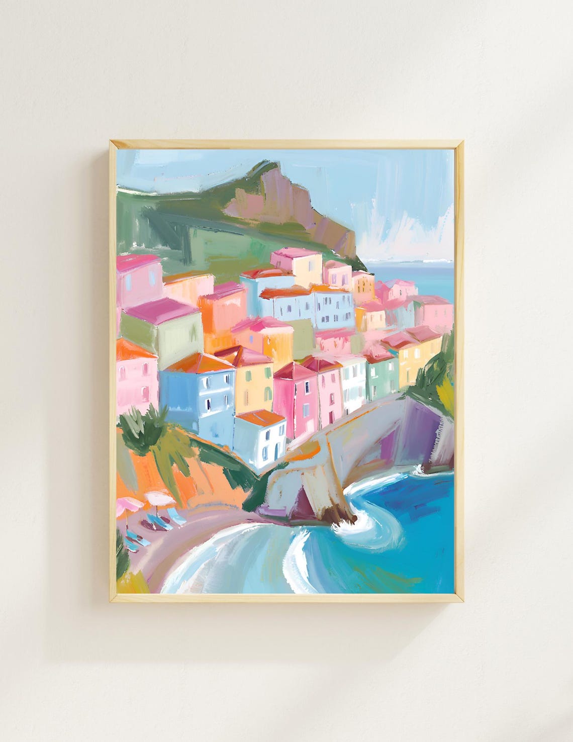 Amalfi Coast Digital Print, Preppy Italy Poster, Teen Bedroom Art ...