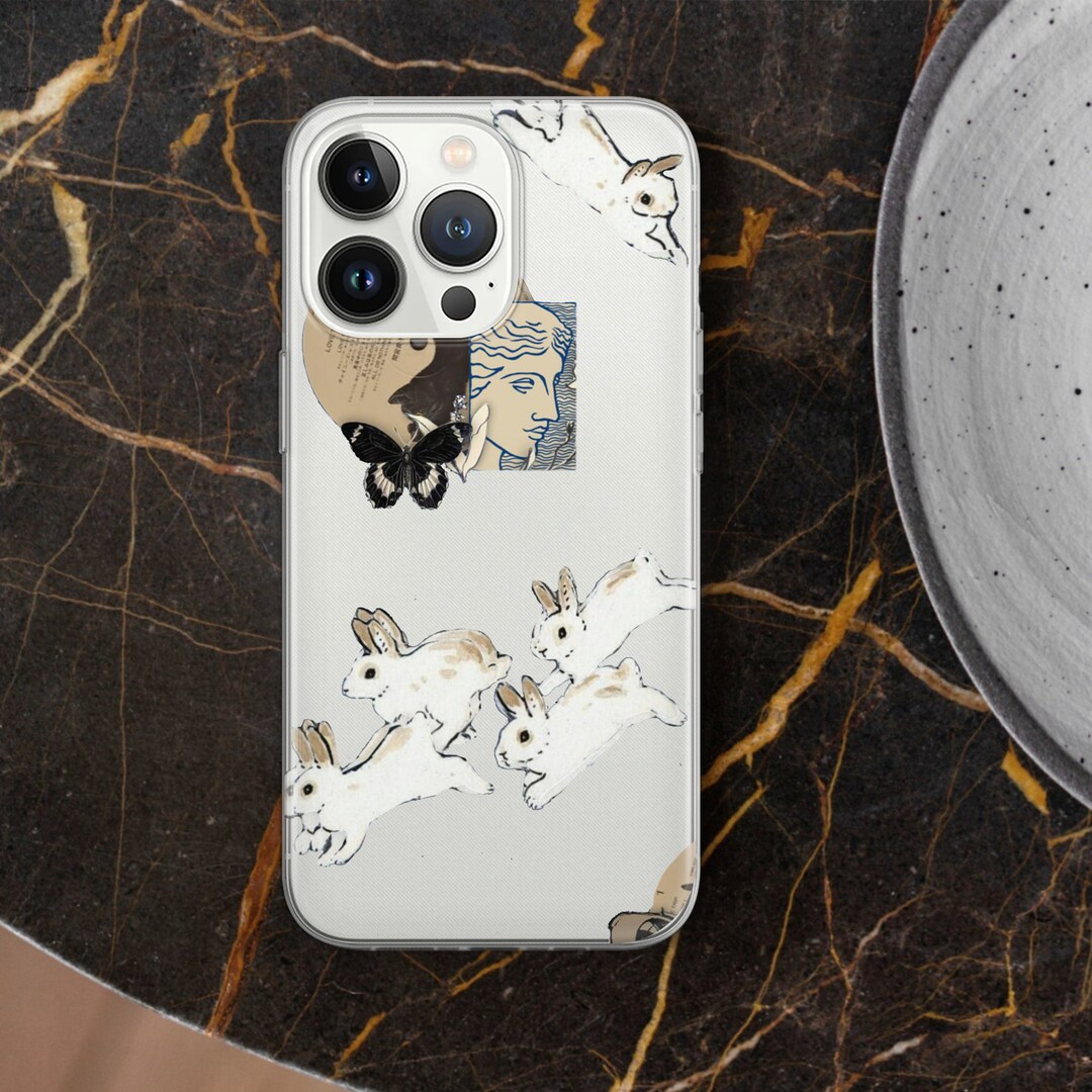 Fluffy Rabbit Phone Case Plush Banny Cover for iPhone 16 Pro, 15, 14 ...