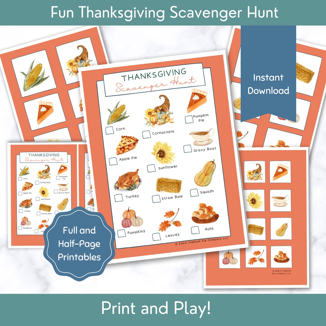 Thanksgiving Scavenger Hunt Game, Family Fun (PDF Download) - Etsy