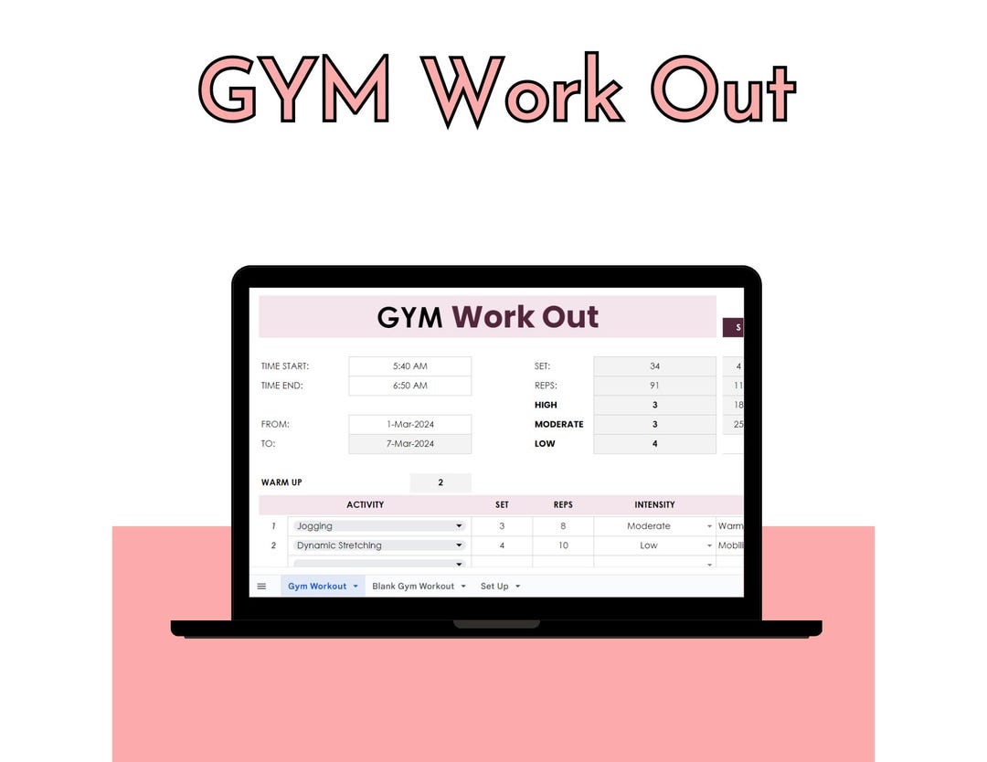 Gym Workout Template, Google Sheets, Editable Fitness Plan ...