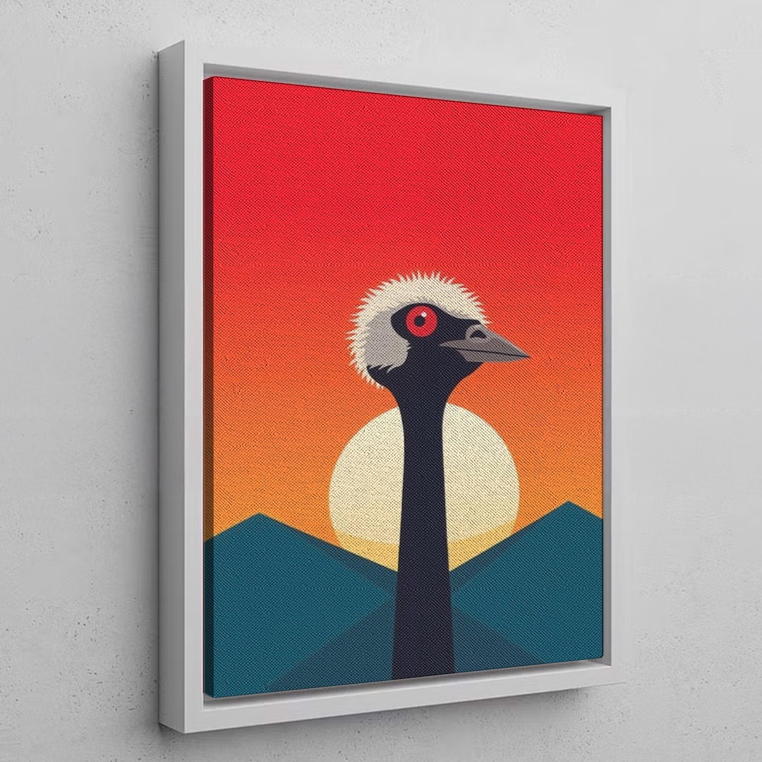 Minimal Ostrich Canvas Painting, Housewarming Gifts, Large Wall Art ...