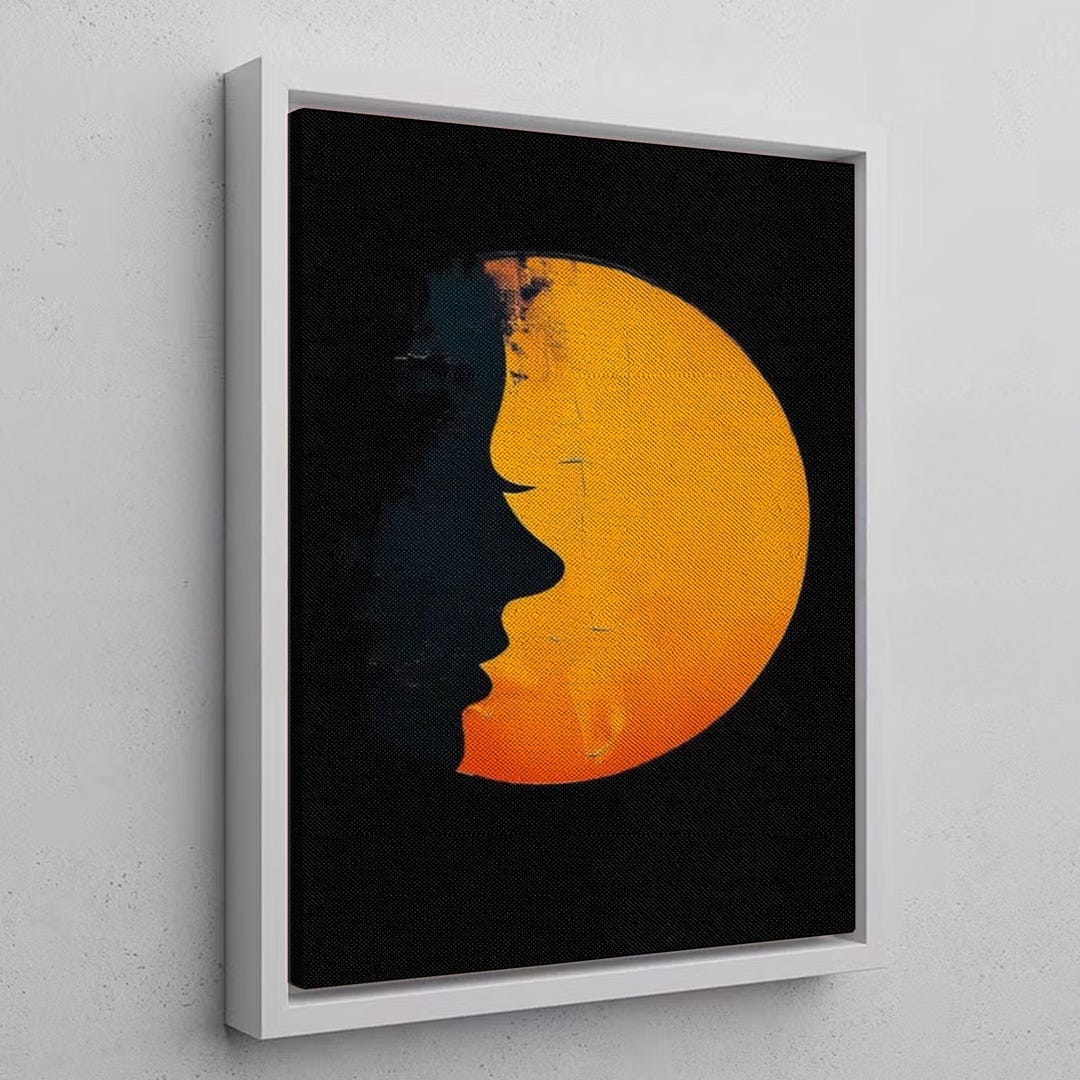 Sun and Woman Silhouette Canvas Painting, Housewarming Gifts, Framed ...
