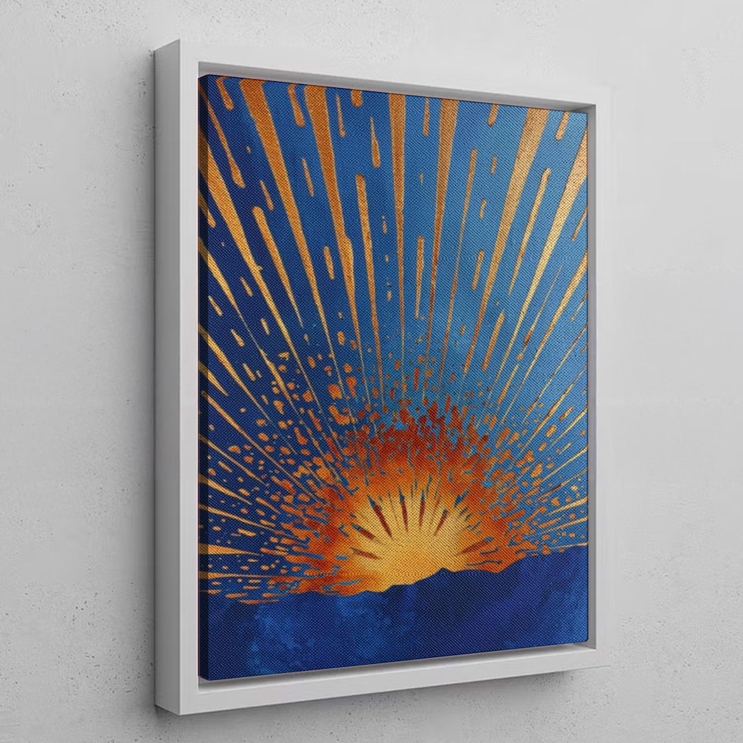 Abstract Sun Canvas Painting, İllustration Modern Wall Decor ...