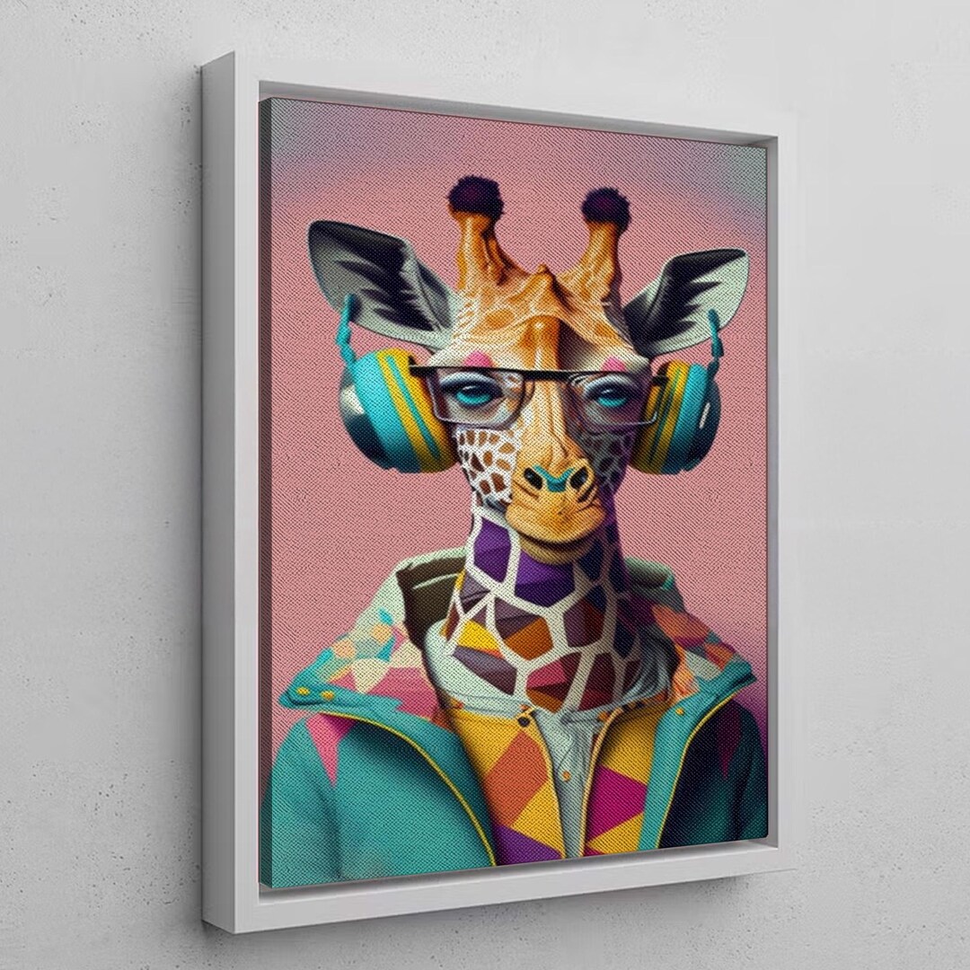 Cute Giraffe Painting, Wall Decor Gift for Nature Enthusiasts, Animal ...