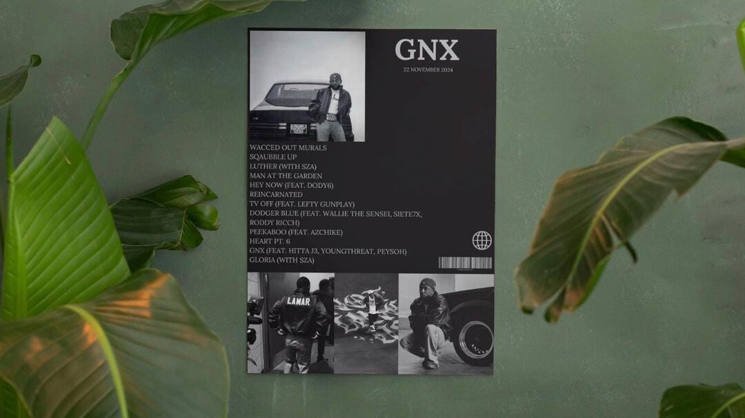 Kendrick Lamar GNX Album Poster, Tracklist Poster, A3 Poster, A4 Poster ...
