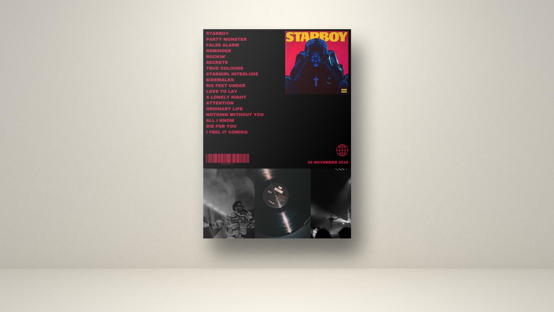 The Weeknd Starboy Album Poster, Tracklist Poster, A3 Poster, A4 Poster ...
