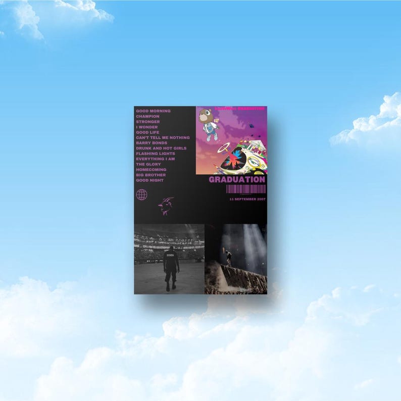 Kanye West Graduation Album Poster, Tracklist Poster, A3 Poster, A4 ...