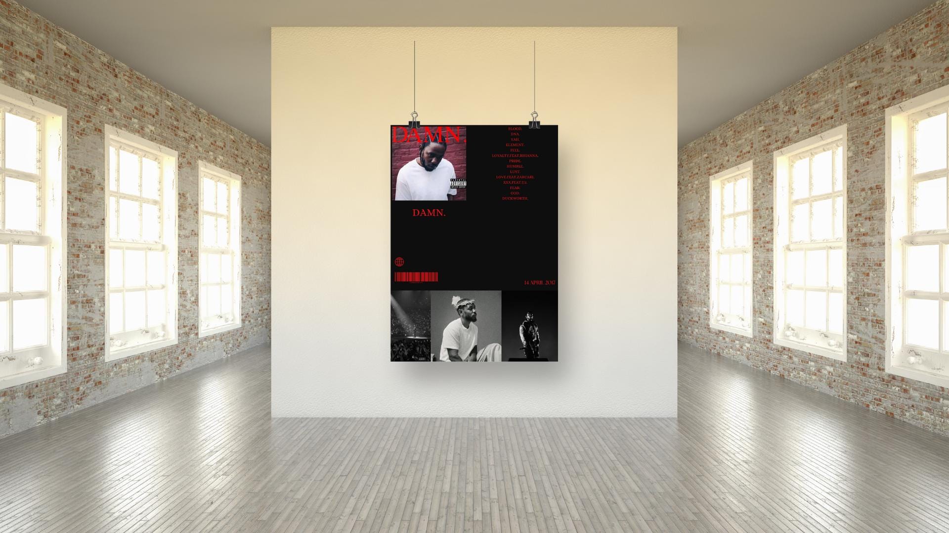 Kendrick Lamar Damn Album Poster, Tracklist Poster, A3 Poster, A4 ...