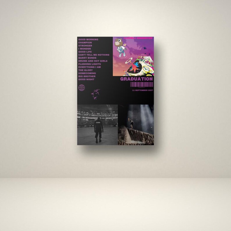 Kanye West Graduation Album Poster, Tracklist Poster, A3 Poster, A4 ...