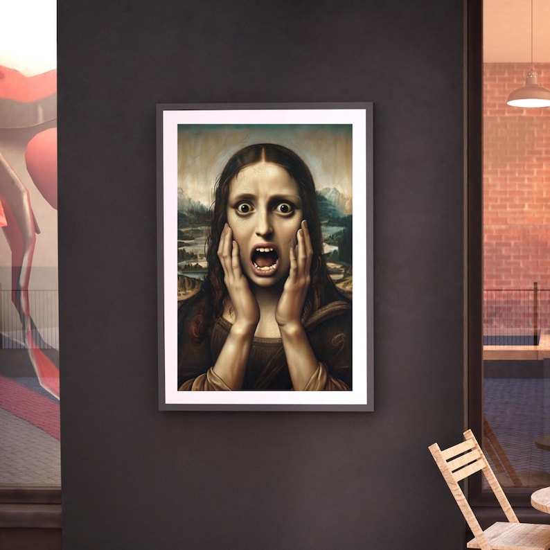 Screaming Mona Lisa Halloween Poster Funny, Unique Mona Lisa Poster ...