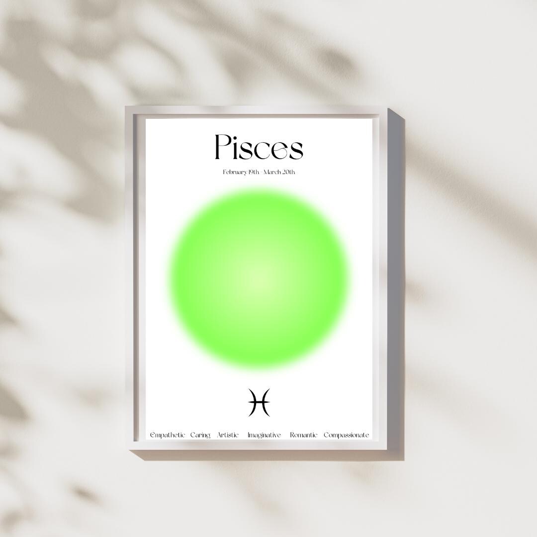 Pisces Star Sign Poster Zodiac Sign Poster, Astrology Wall Art, Zodiac ...