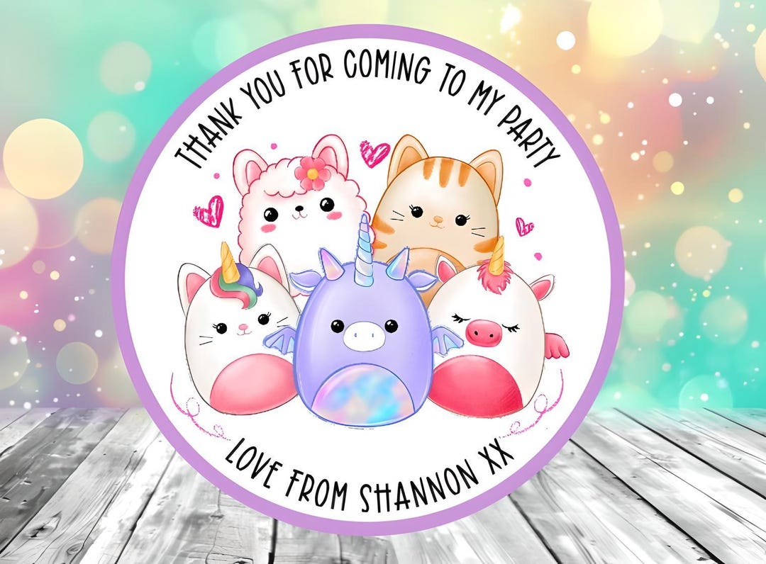 Birthday Party Stickers| Birthday | Personalised Squishmallows | Squish ...