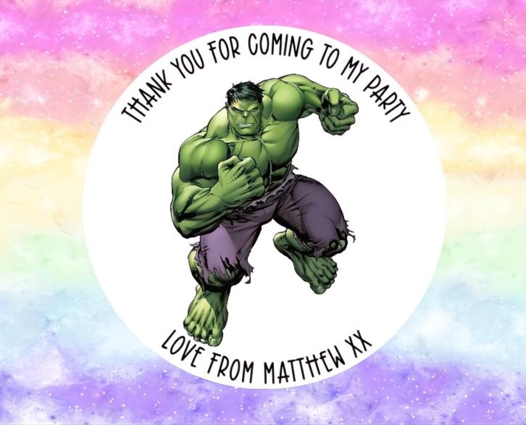24 Personalised the Incredible Hulk | Hulk - Party/ Birthday Stickers ...
