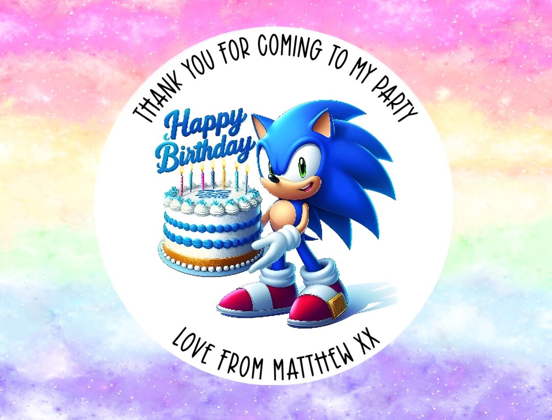 24 Personalised Sonic the Hedgehog - Party/ Birthday Stickers / Sweet ...