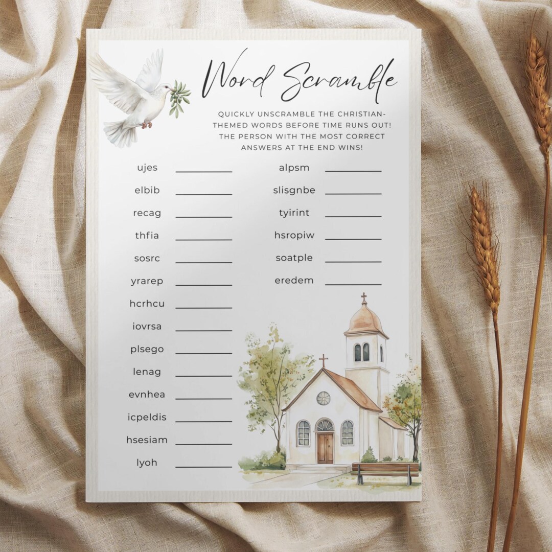 Christian Word Scramble Game, Fun Printable Bible Activities, Church ...