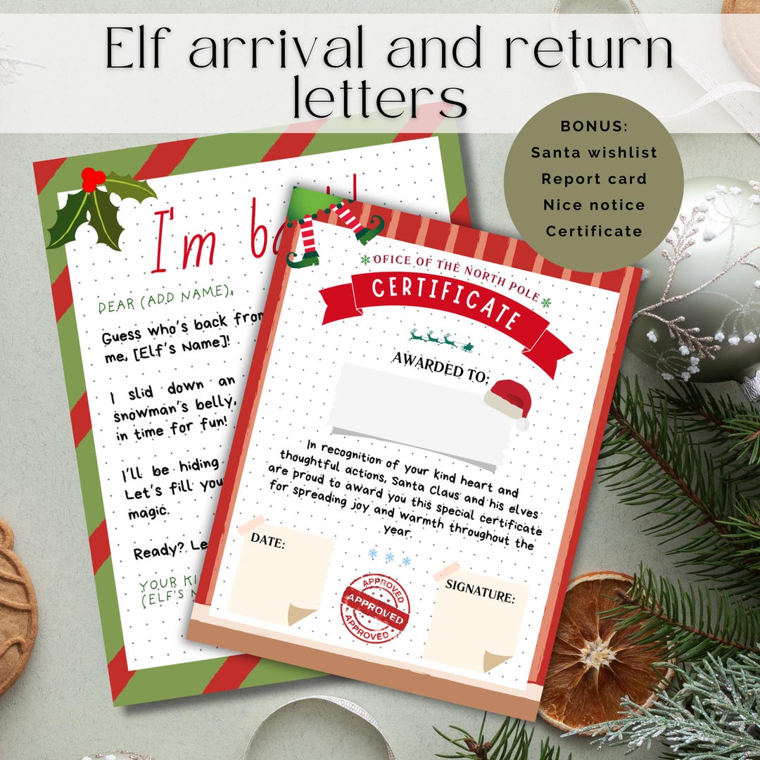 Editable Elf Arrival and Return Letter Christmas Elf and Santa Report ...