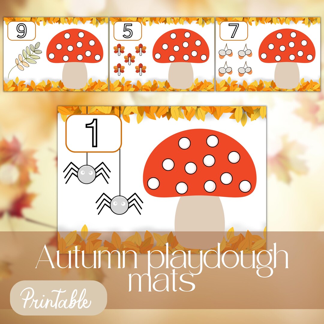 Autumn Playdough Mats Play Doh Mats Number Playpdough Mat Kindergarten ...