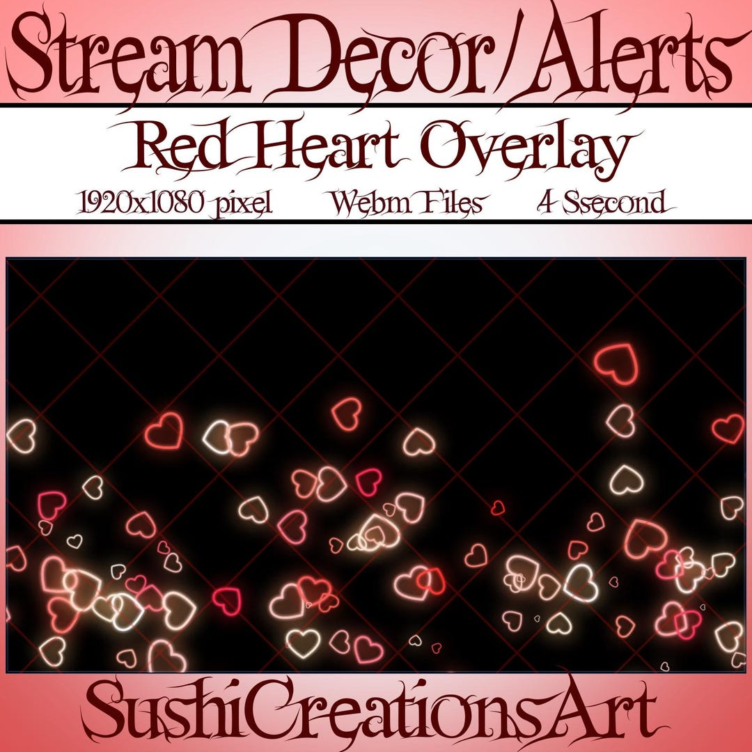 2 Animated Stream Decoration Addon: Neon Red Heart Love Light Twitch ...
