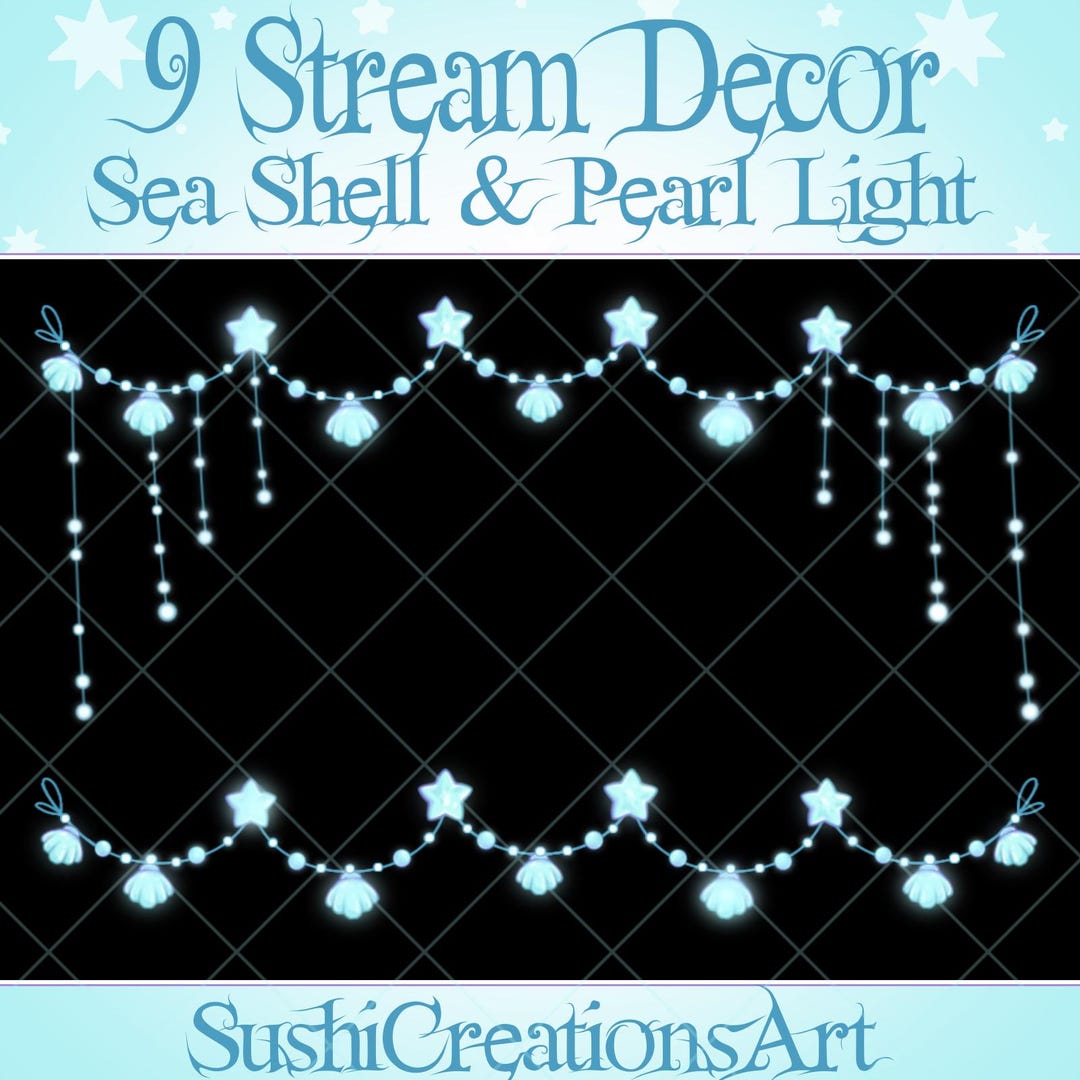 9 Animated Stream Decoration: Blue Sea Shell Pearl Twinkle Light String ...