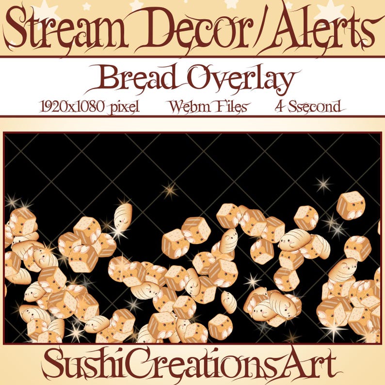 3 Animated Stream Decoration: Kawaii Bread Falling Twitch Overlay ...
