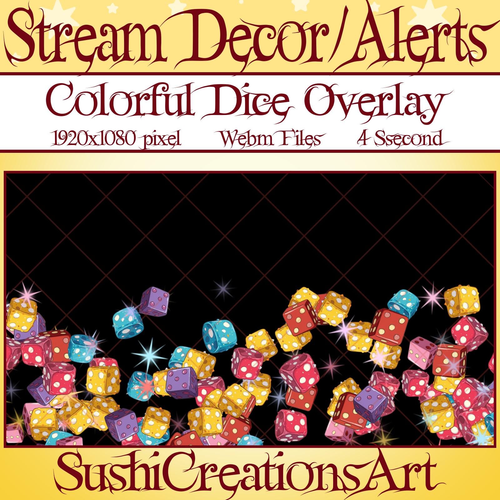 3 Colorful Dice Confetti Animated Stream Decoration, Dice Roll Twitch ...