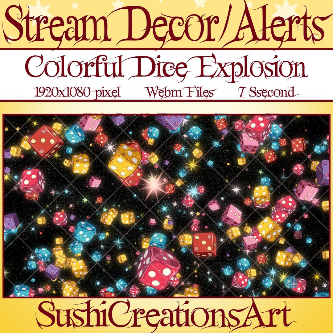 2 Colorful Dice Explosion Animated Stream Decoration, Dice Roll Twitch ...