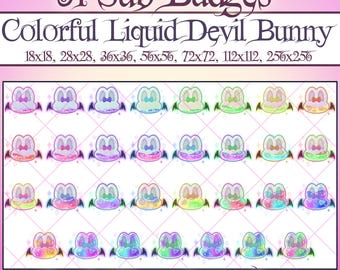 31 Kawaii Liquid Colorful Devil Bunny Twitch Sub Badges, Discord Roles ...