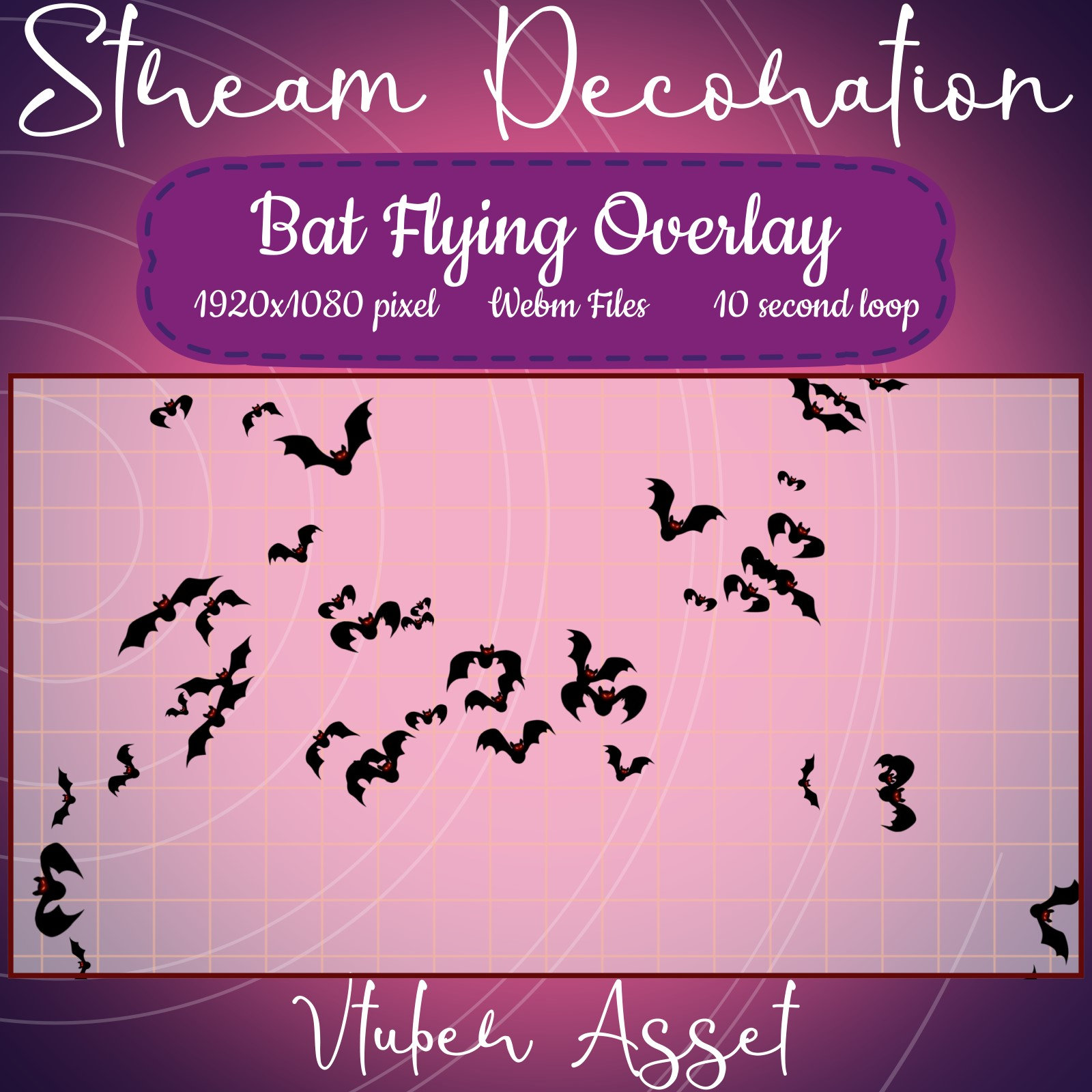 3 Animated Stream Decoration: Flying Bats, Spooky Gothic Bat Swarm ...