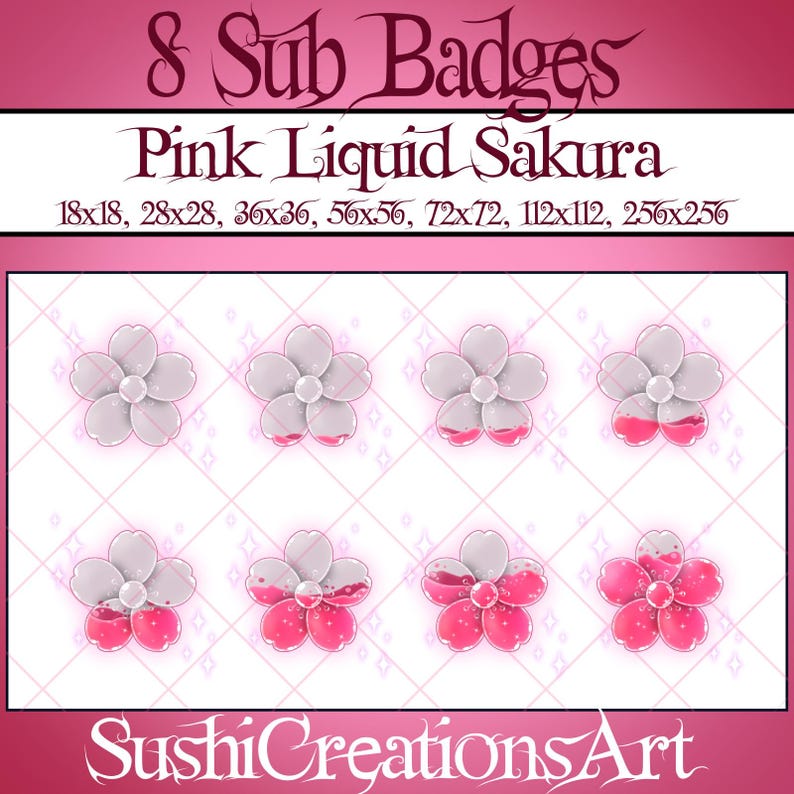 Pink Liquid Sakura Flower, Cherry Blossom Sub Badges Goals, Shining ...