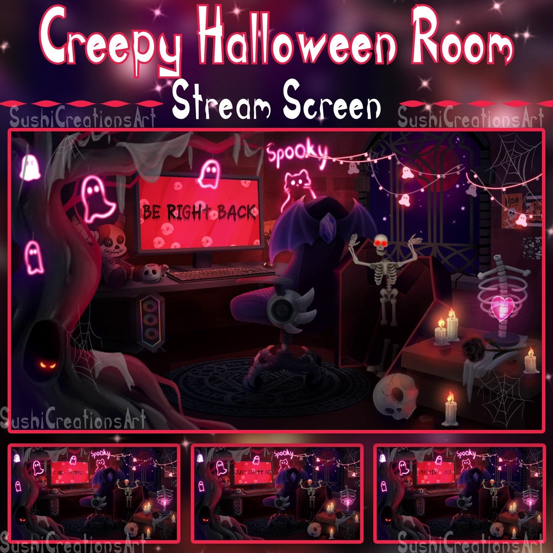 Animated Stream Screen: Creepy Halloween Room, Spooky Night Twitch ...