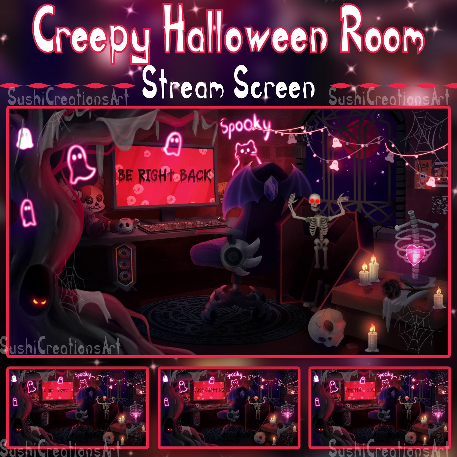 Animated Stream Screen: Creepy Halloween Room, Spooky Night Twitch ...