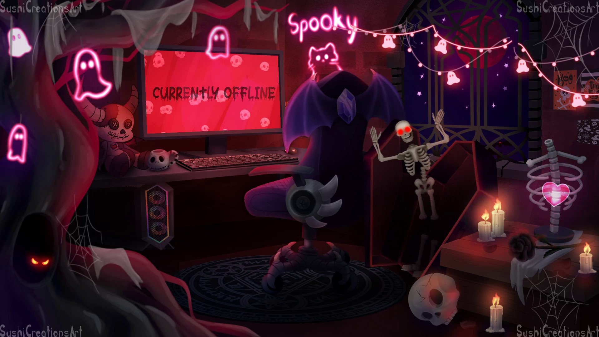 Animated Stream Screen: Creepy Halloween Room, Spooky Night Twitch ...