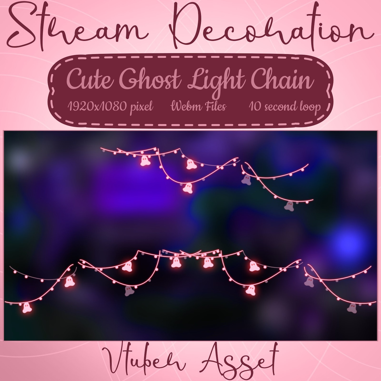 Animated Stream Decoration: Cute Halloween Ghost Light Chains, Scary ...
