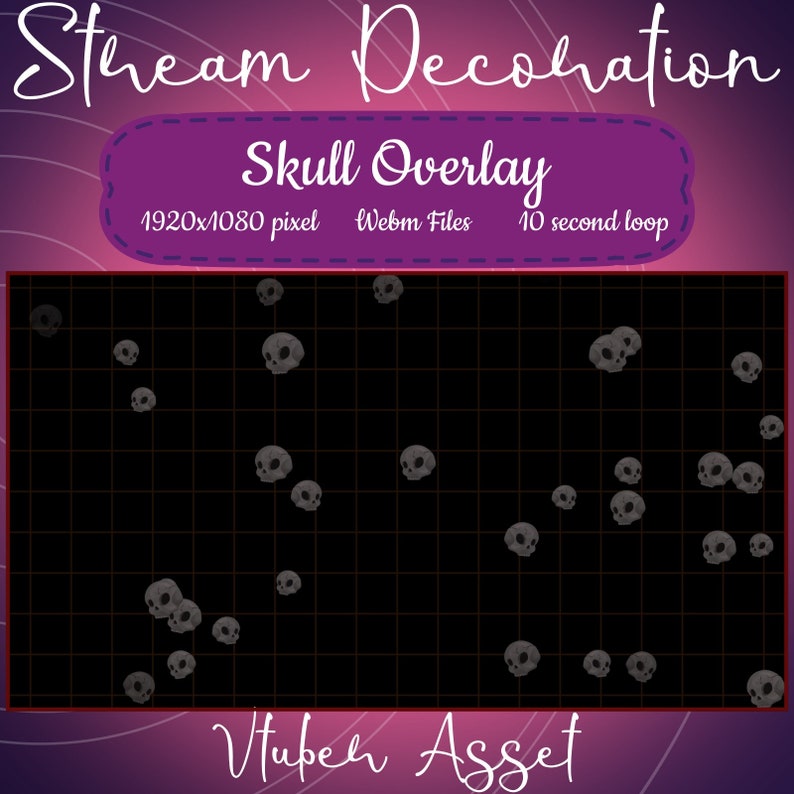 2 Animated Stream Decoration: Cute Halloween Skull Flying Up, Falling ...