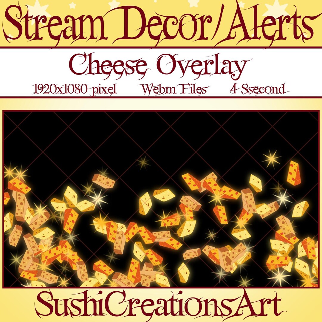 3 Animated Stream Decoration: Cheese Confetti Twitch Overlay, Dairy ...
