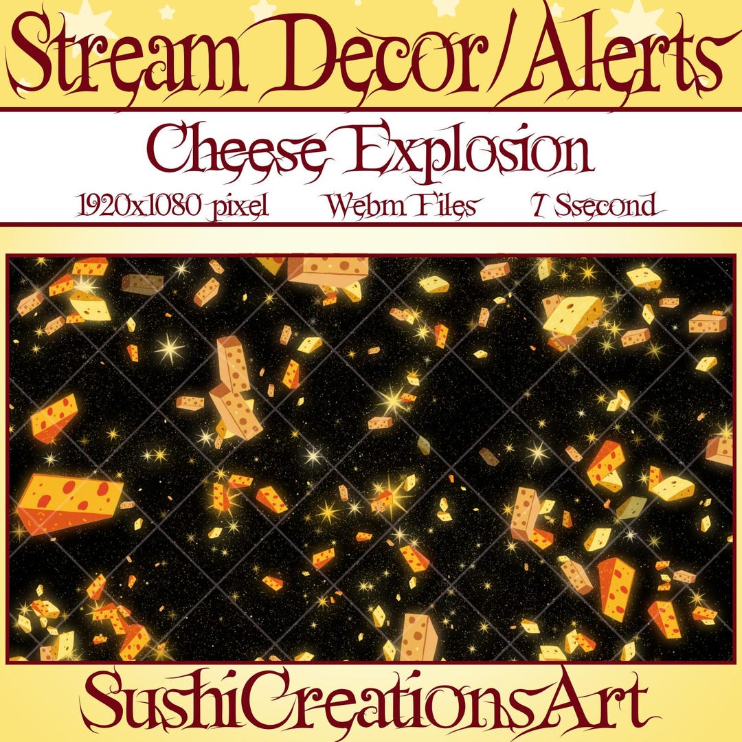 Animated Stream Decoration: Cheese Explosion Twitch Overlay, Dairy Food ...