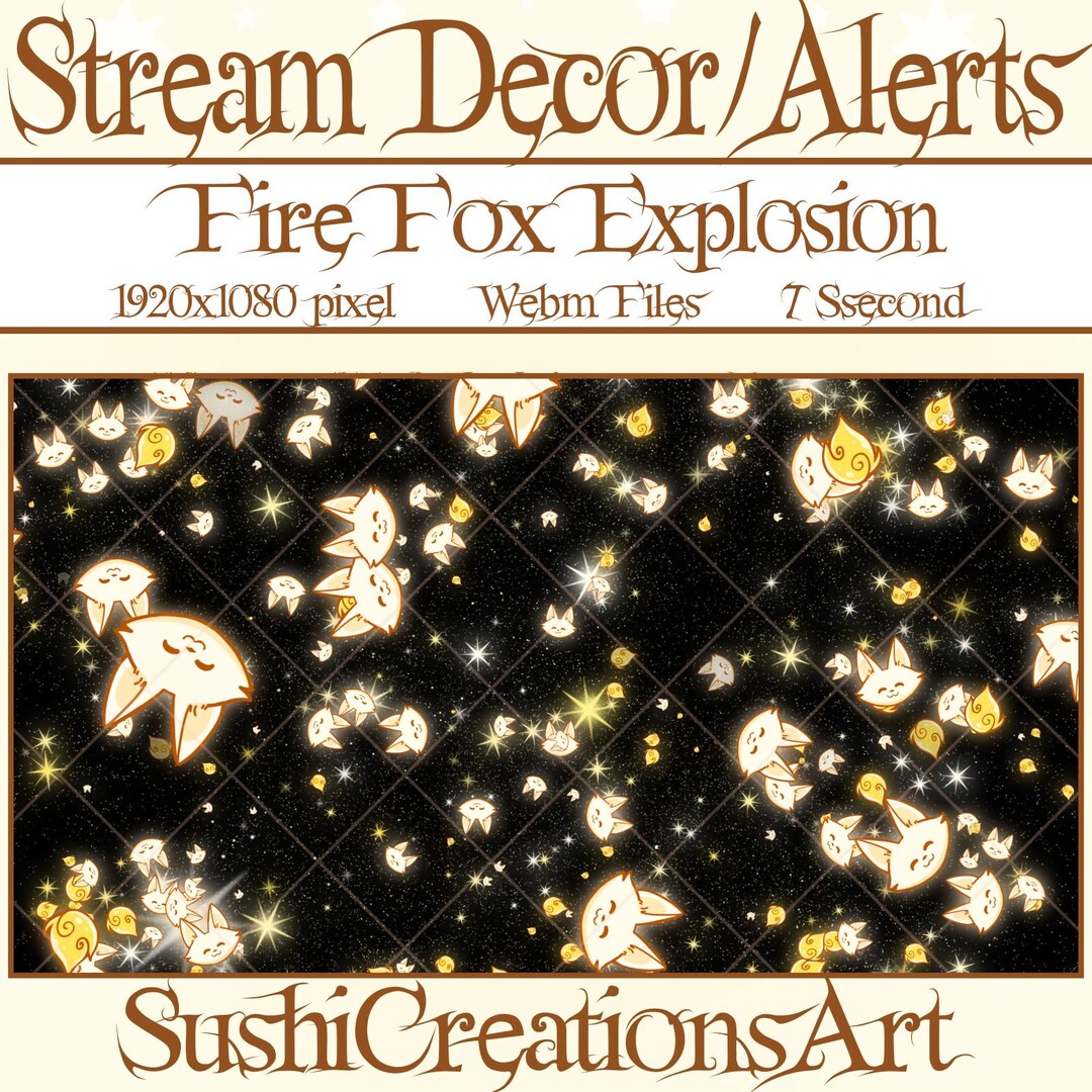2 Animated Stream Decoration: Kawaii Fire Fox Explosion Twitch Overlay ...