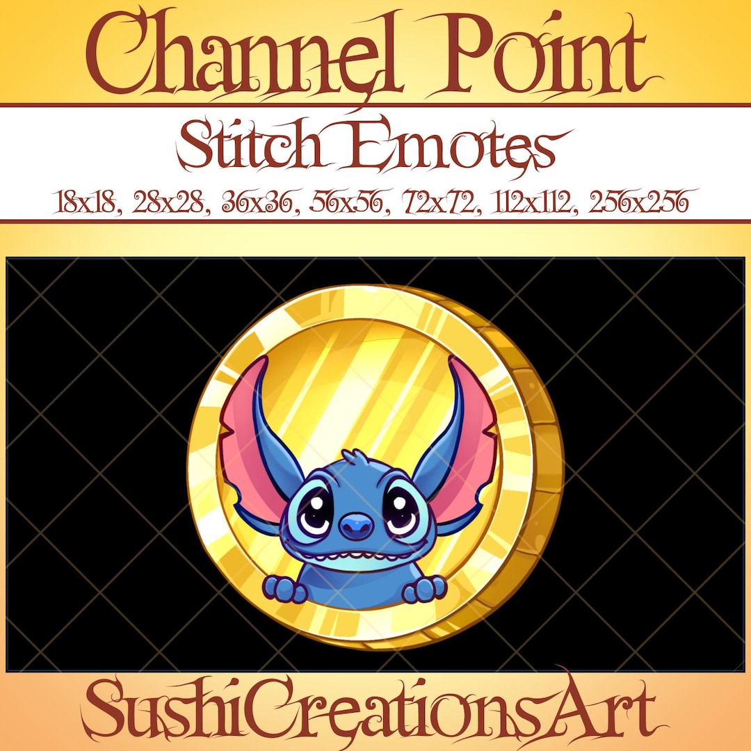 Stitch Gold Coin Twitch Channel Point Icon, Stitch Sub Bit Badges Goals ...