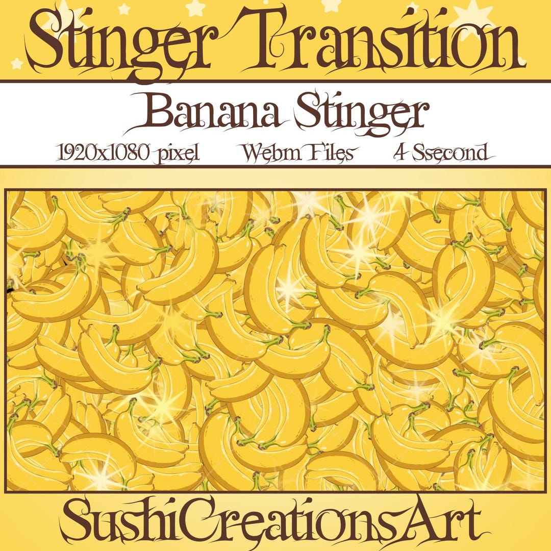 Twitch Animated Stinger Transition: Pastel Yellow Banana Falling, Cute ...