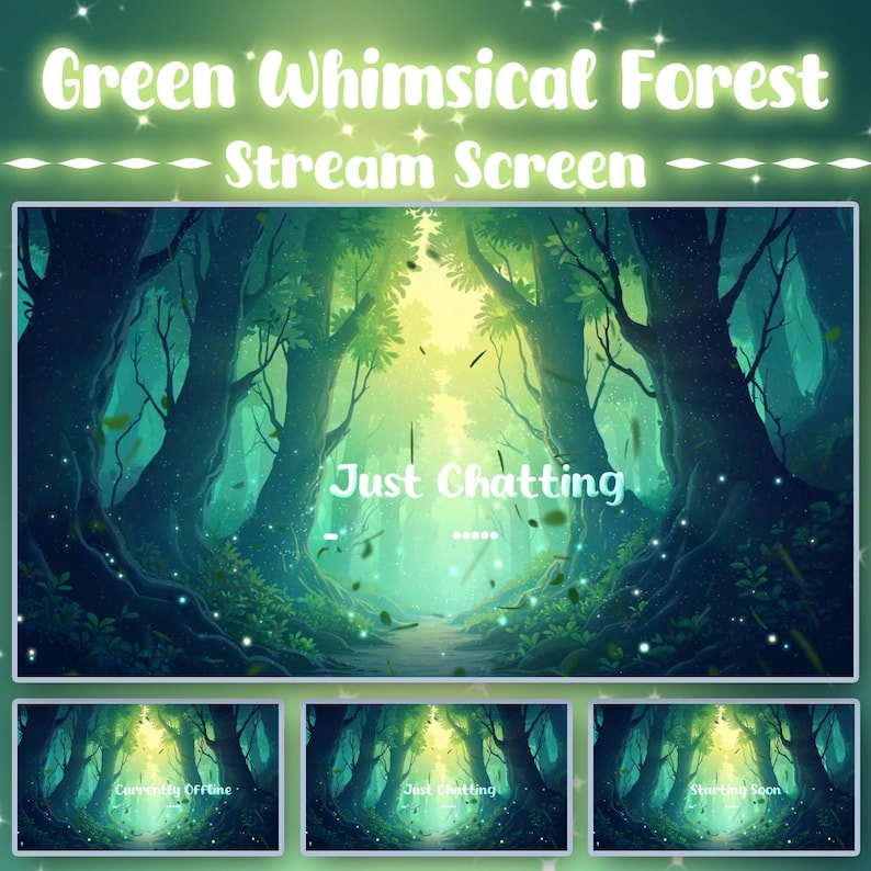 7 Animated Stream Screen: Green Whimsical Fairy Magical Forest Twitch ...