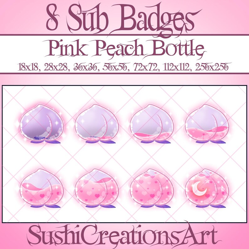 Pink Liquid Peach Sub Badges, Cherry Blossom Fruit Goals, Shining ...