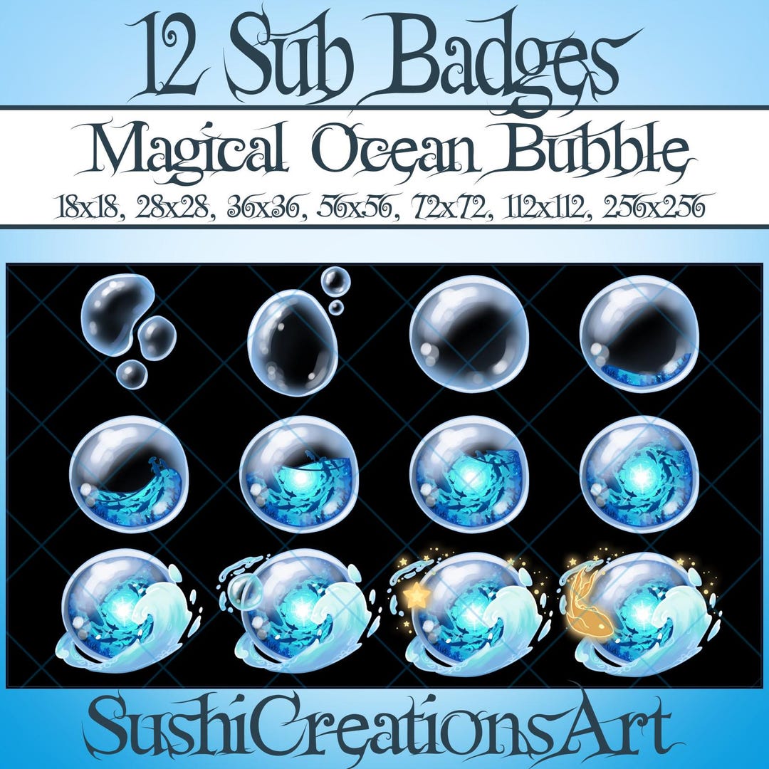 12 Blue Magical Ocean Bubble Sub Badges Goals, Shining Galaxy Deep Sea ...