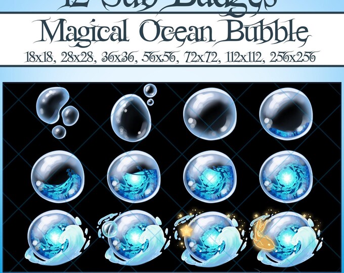 12 Blue Magical Ocean Bubble Sub Badges Goals, Shining Galaxy Deep Sea ...