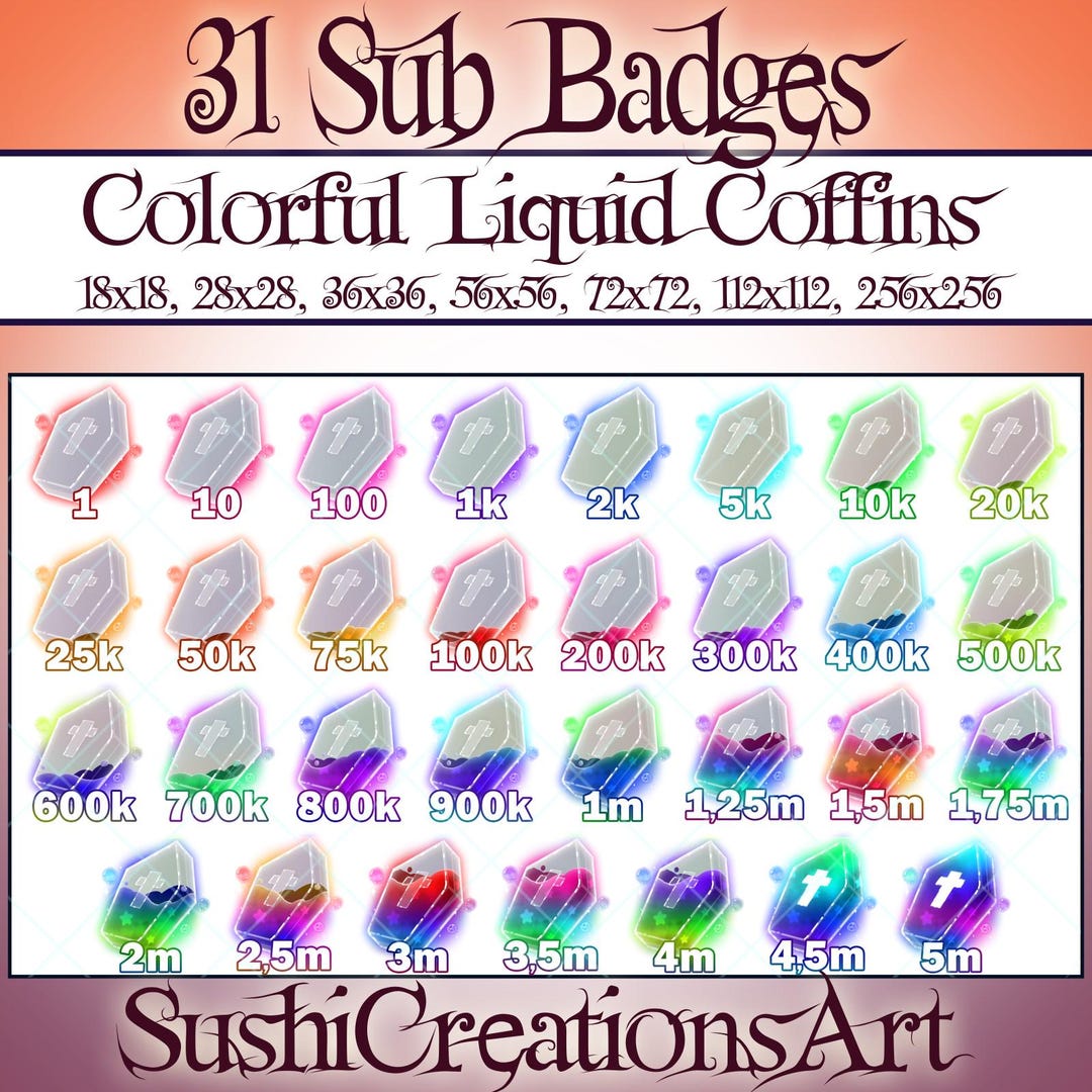31 Kawaii Liquid Colorful Coffin Twitch Sub Badges, Discord Roles ...